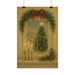 Vintage Christmas Window Poster Holiday Tree Candles Folk Art Style ...