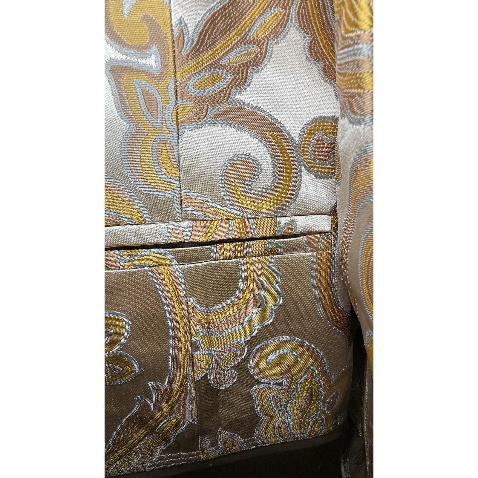 Linda Allard Ellen Tracy Silk Brocade Gold Women's Blazer Size A 8/10 ...