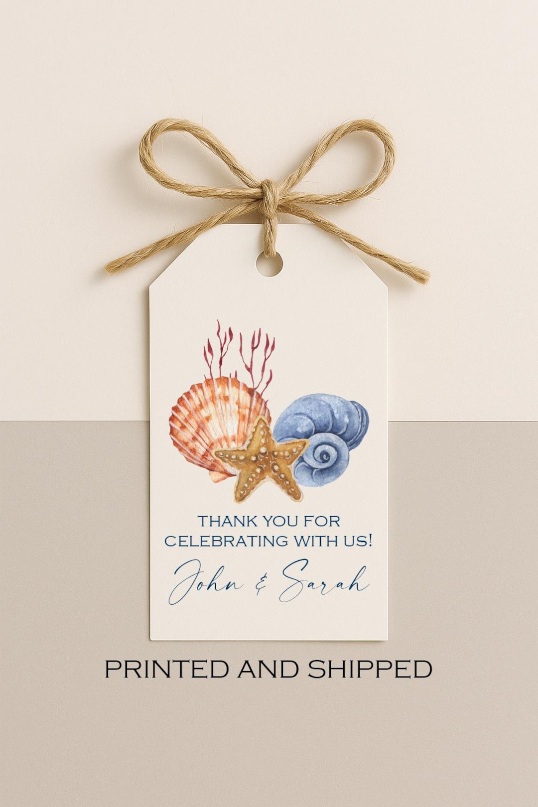 Seashell Wedding Favor Tags: Coastal Beach Bridal Shower Decor - Etsy