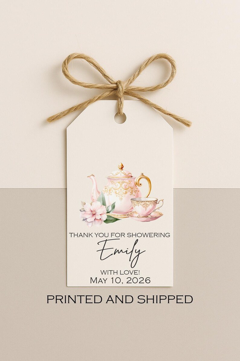 Personalized Tea Party Favor Tags Vintage Teapot Design Etsy