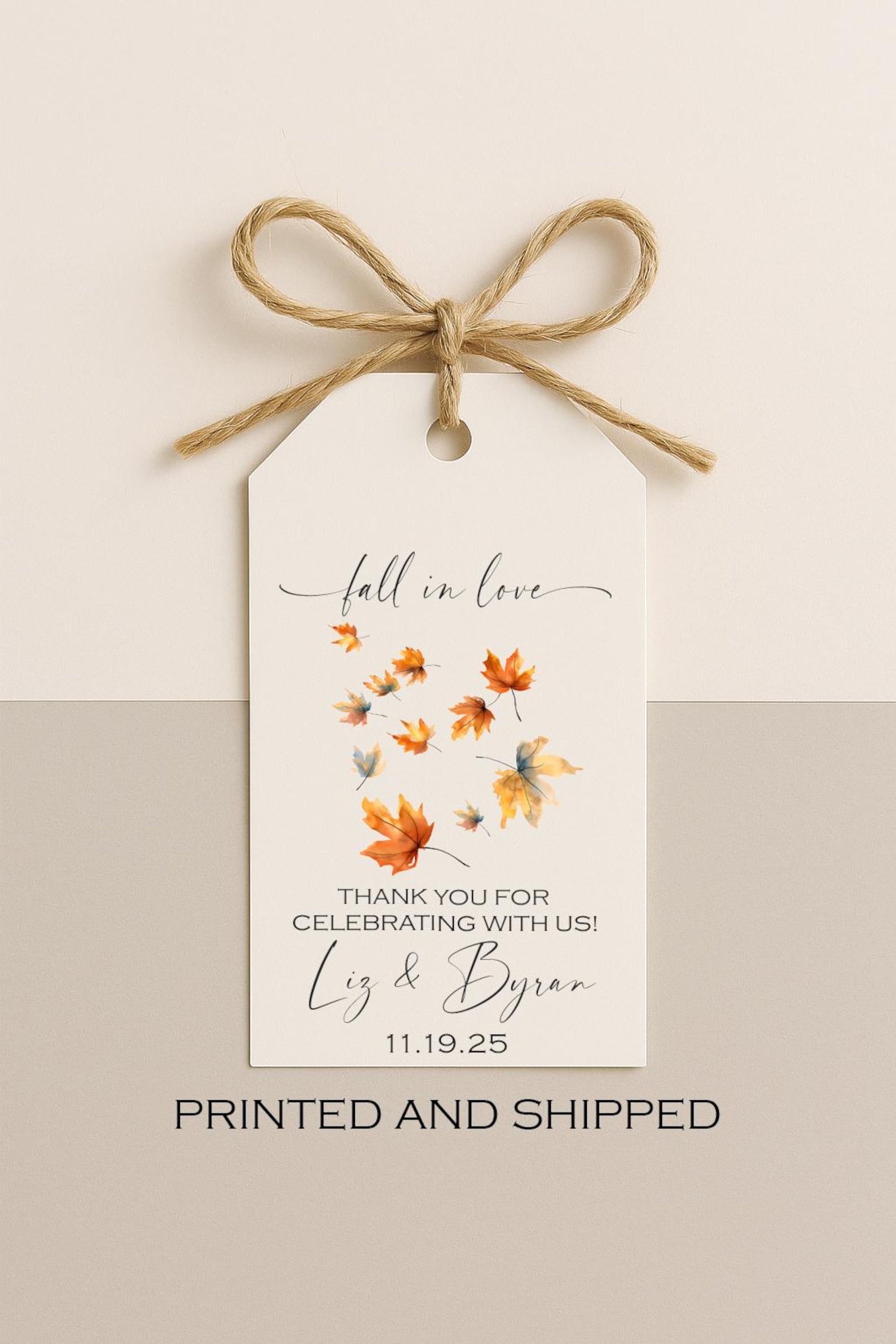Personalized Fall Wedding Favor Tags: Autumn Leaves Thank You - Etsy