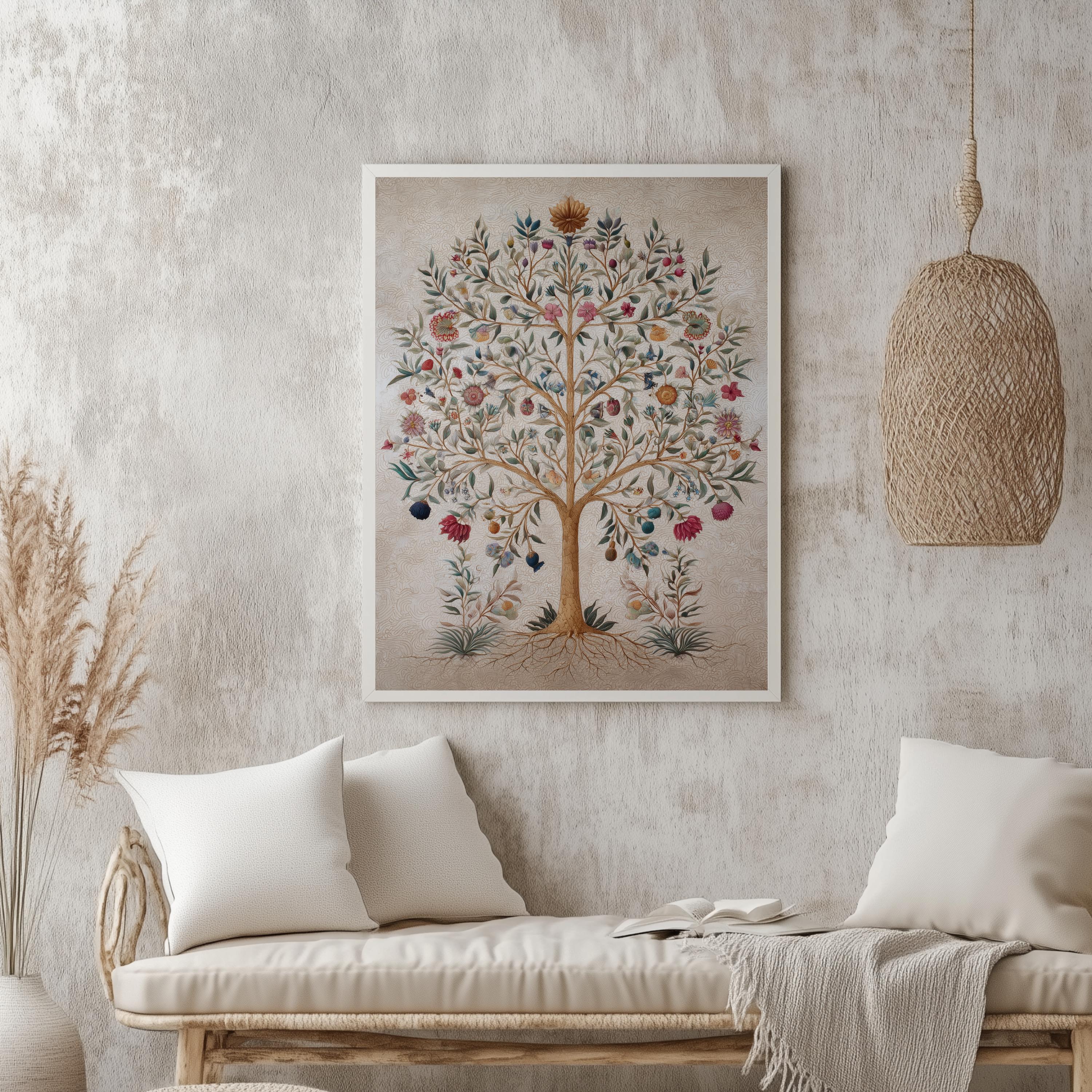Tree of Life Vintage Wall Art | Boho Botanical Decor | Mystical Sacred ...