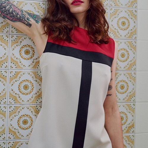 Red Mondrian Dress Mod Shift Dress 60s Mini Dress A Line - Etsy
