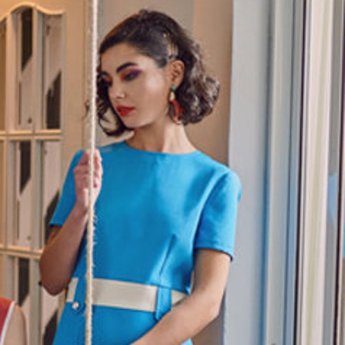 60s Blue Dress A Line Dress Mod Blue Dress 60s Dress 1960s - Etsy