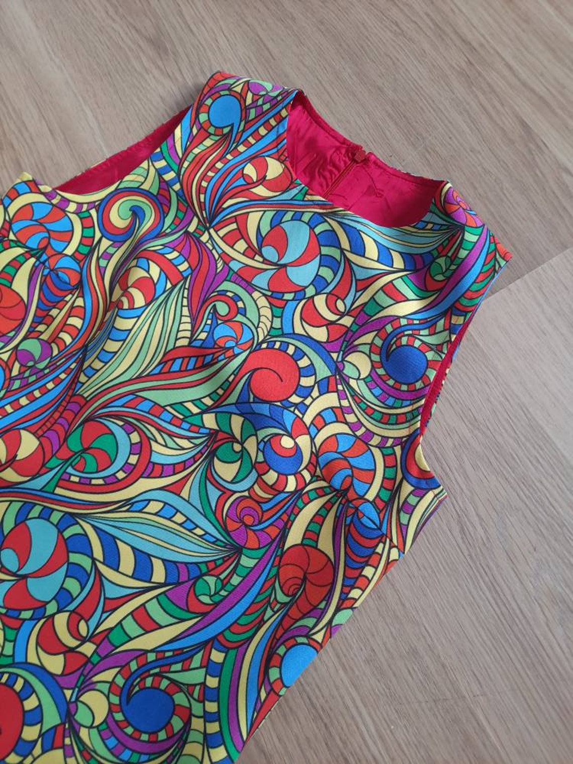 Mod Patterned Dress 60s Mini Dress Geometric Dress 1970s - Etsy