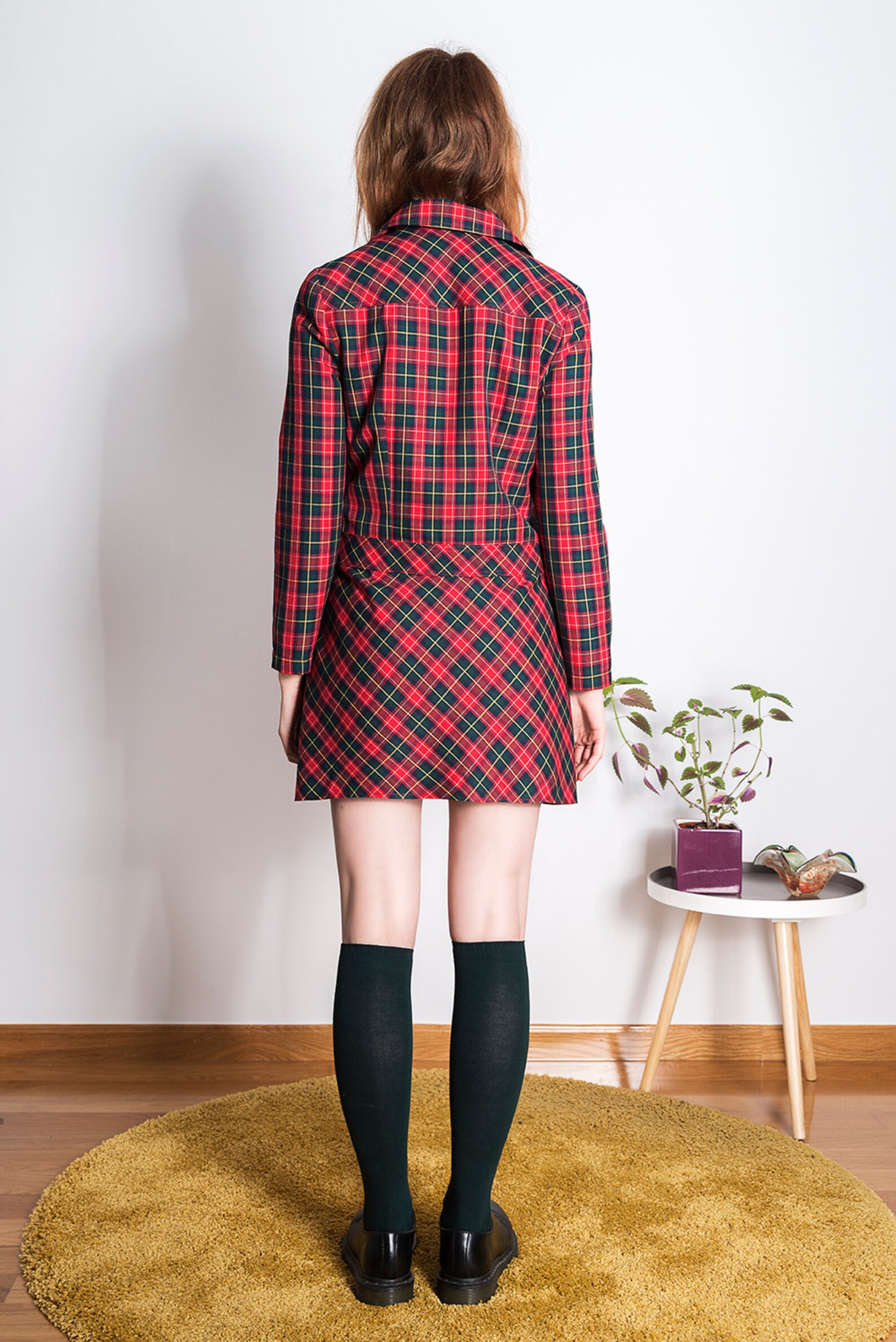 60s Cropped Jacket Mod Plaid Jacket Red Tartan Jacket 60s | Etsy