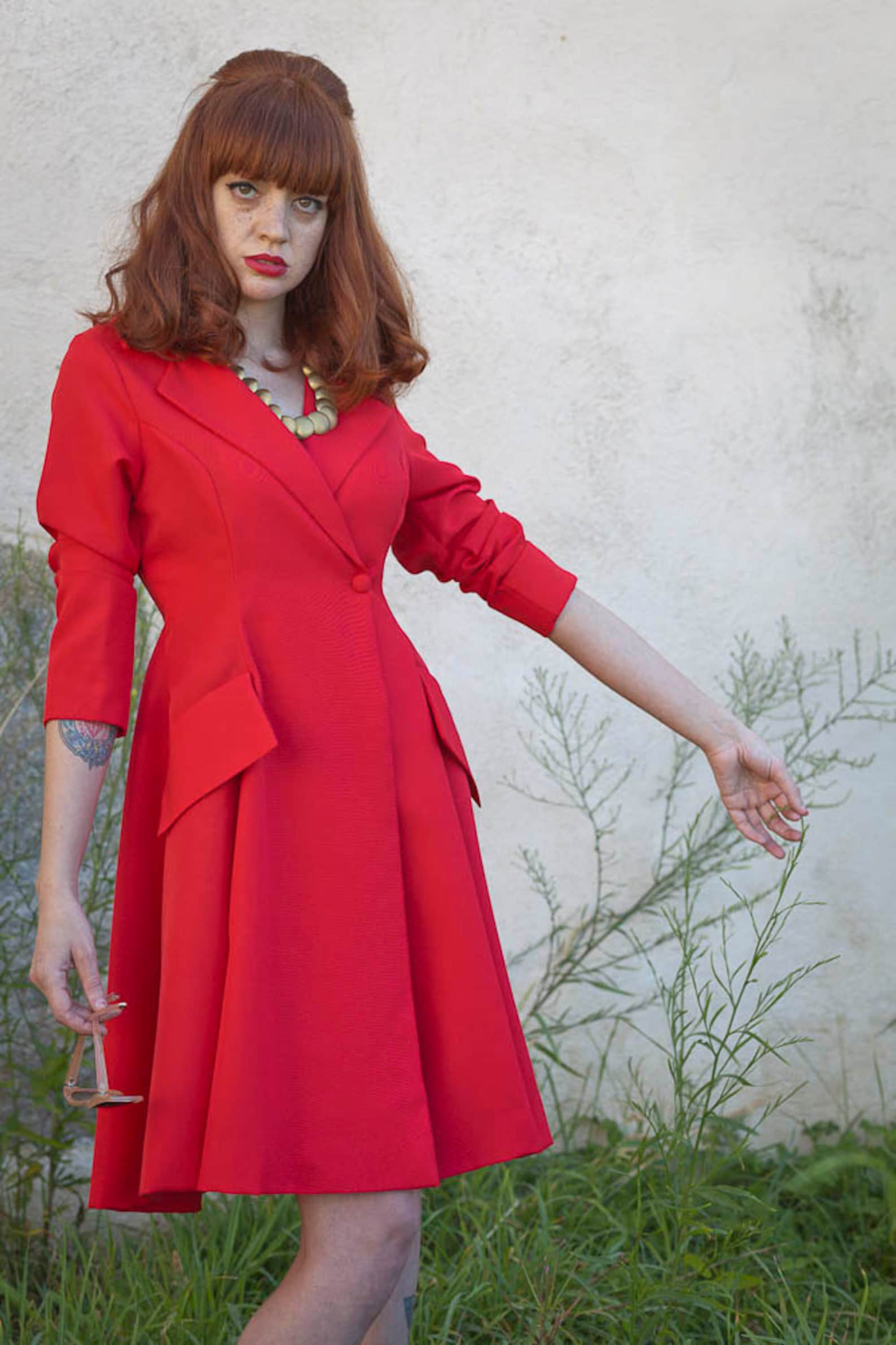 Red Pin up 50s Rockabilly Women Dress Winter Vintage Look - Etsy