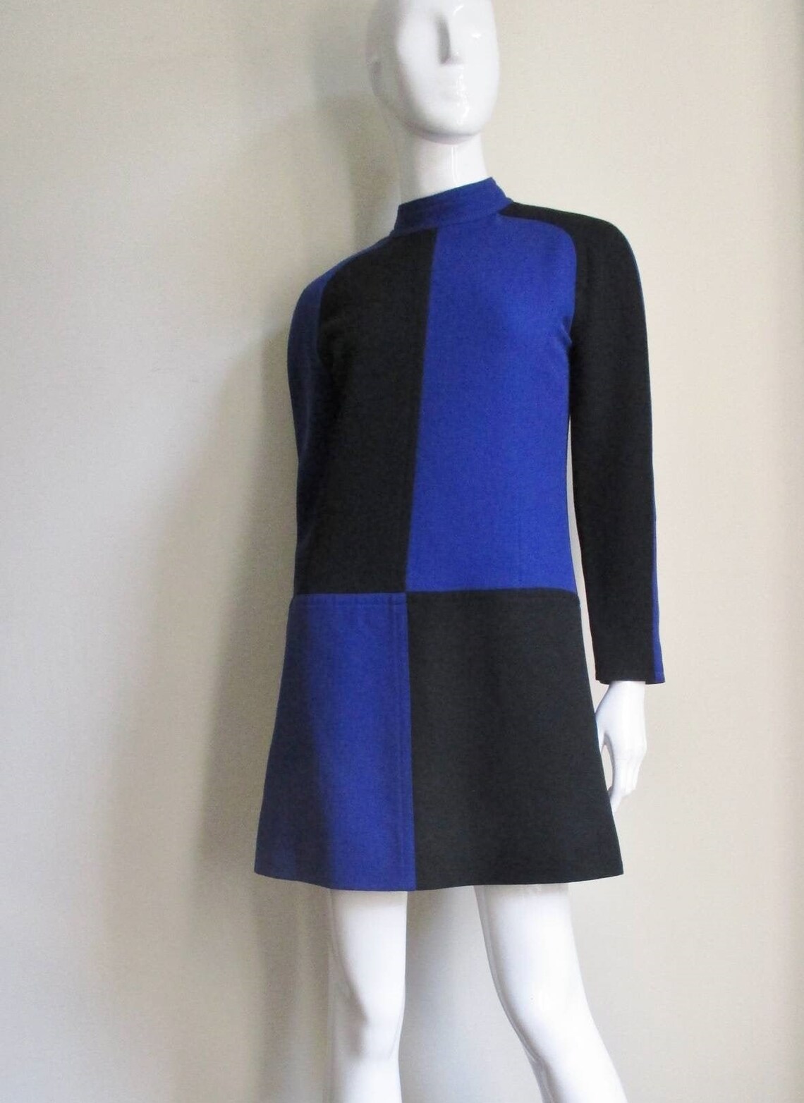 Mod Blue Dress, 60s Mini Dress, Mondrian Dress, 1970s Dress, Shift ...