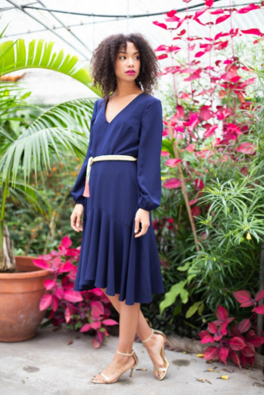 Mod Navy Dress, Kate Dress, Navy Event Dress, 60s Dress, Chiffon Dress ...