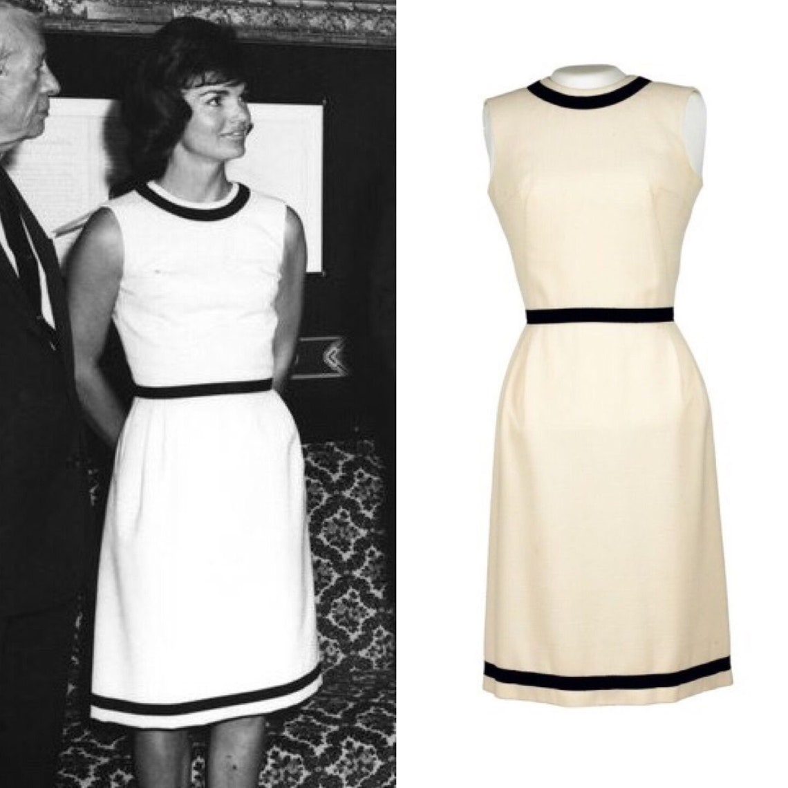 Jackie Inspired Dress/ Mod Black and White Jackie O Dress - Etsy