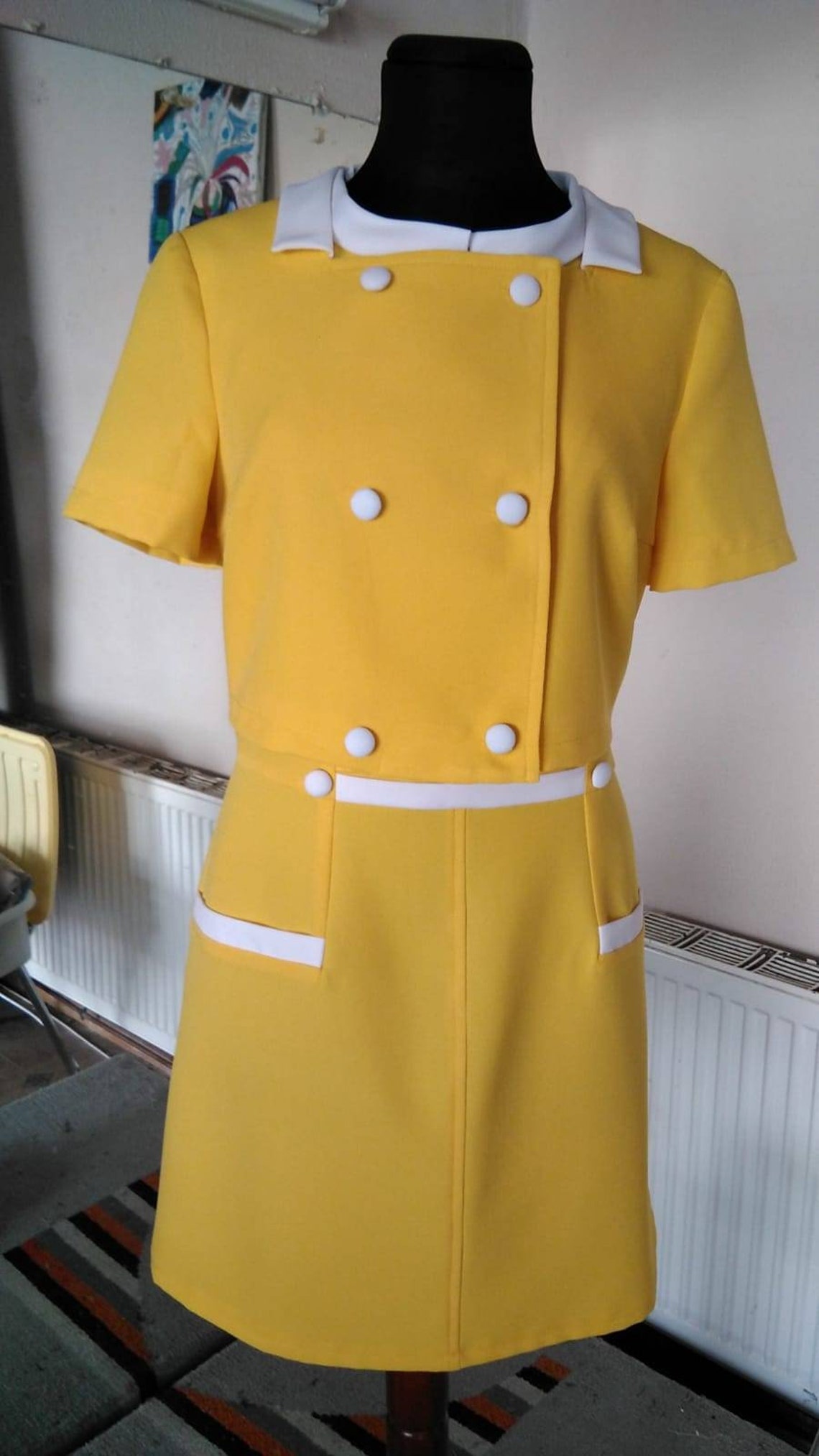 Mod Yellow Dress Set 60s Mini Dress and Jacket Seberg Movie | Etsy