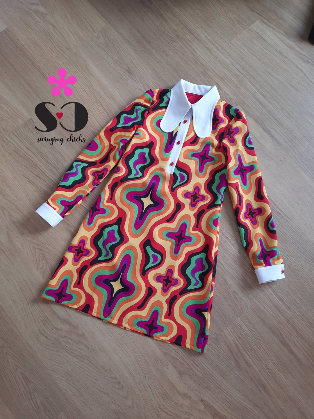 Mod Inspired Dress, 60s Mini Dress, Beagle Collar Dress, 1960s Shift ...