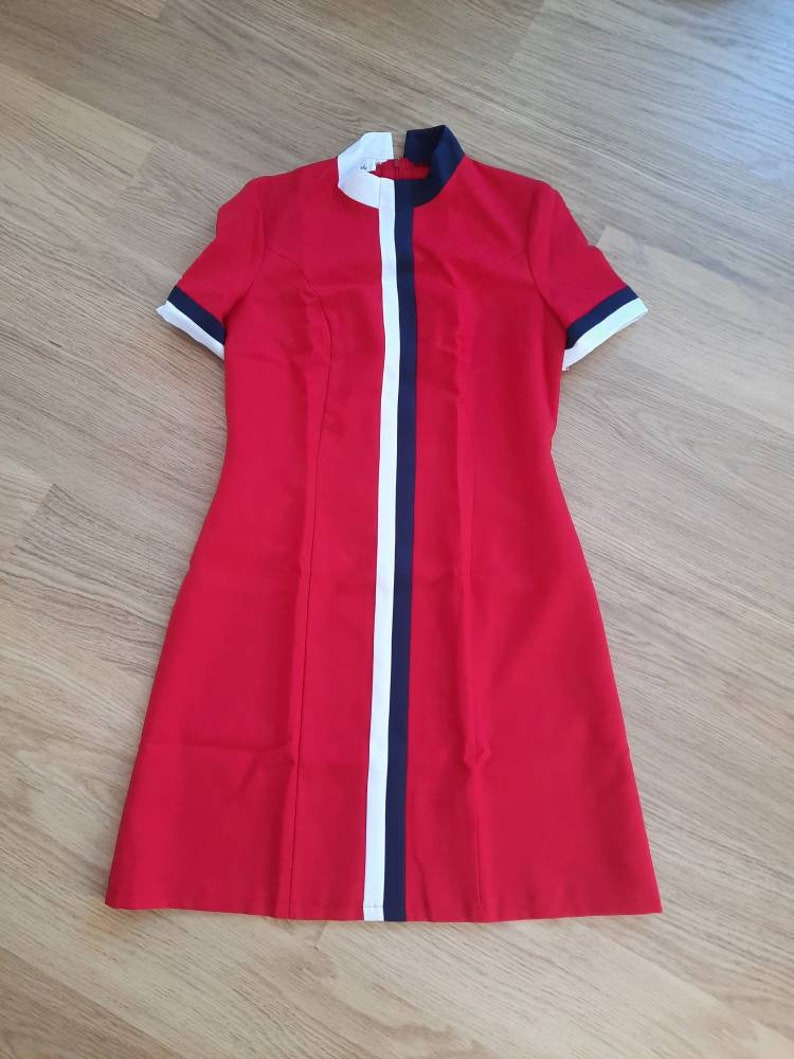 60s Stewardess Dress Vintage Aviation Dress Mod Shift Dress - Etsy
