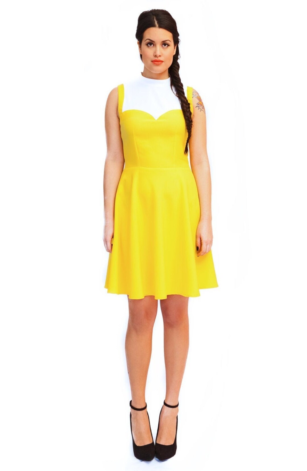 60s Yellow Dress, Swing Dress, Mod Yellow Dress, A Line Dress ...