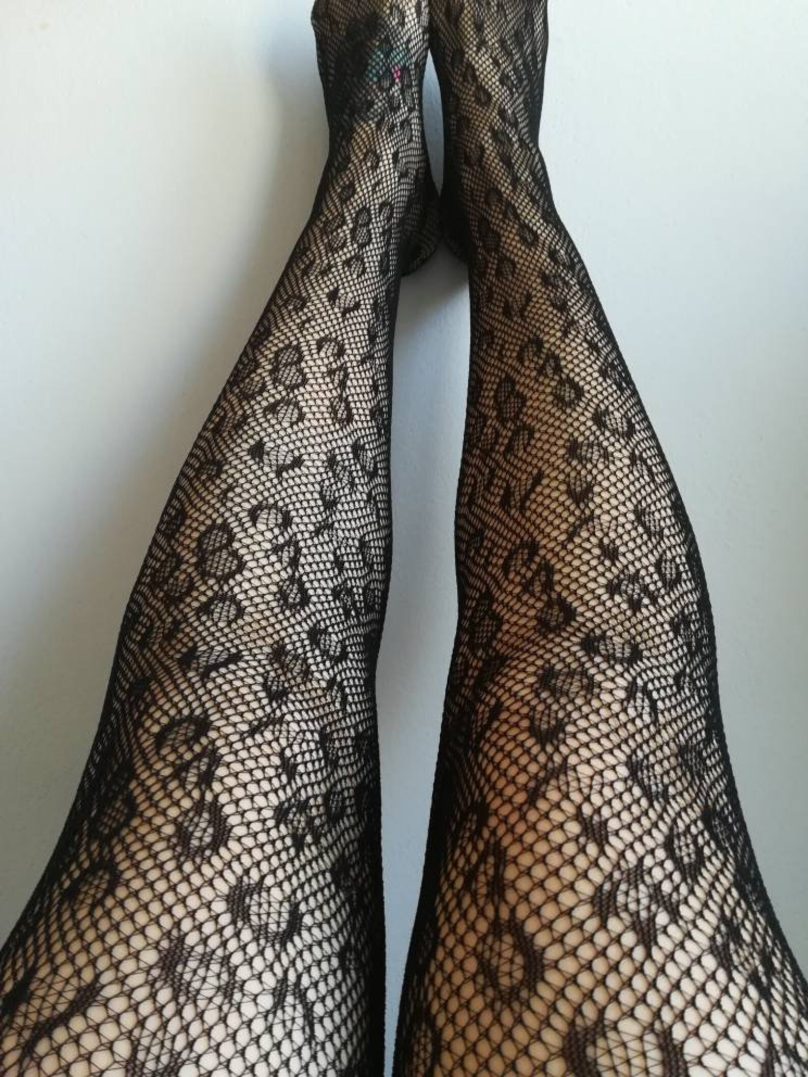 Black Tights Fishnet stockings leopard lace pantyhose | Etsy