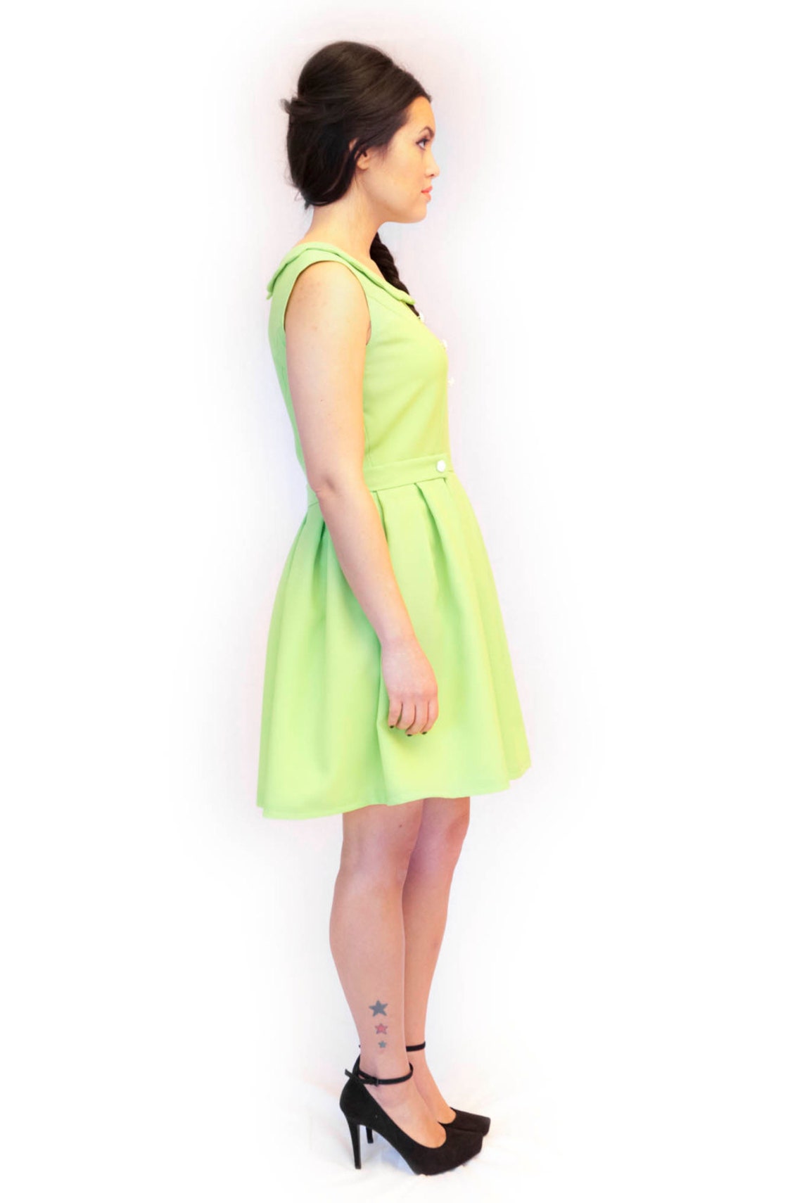 Green Mod Dress - A Line 60s Mod - Tea Dress Modette - Etsy