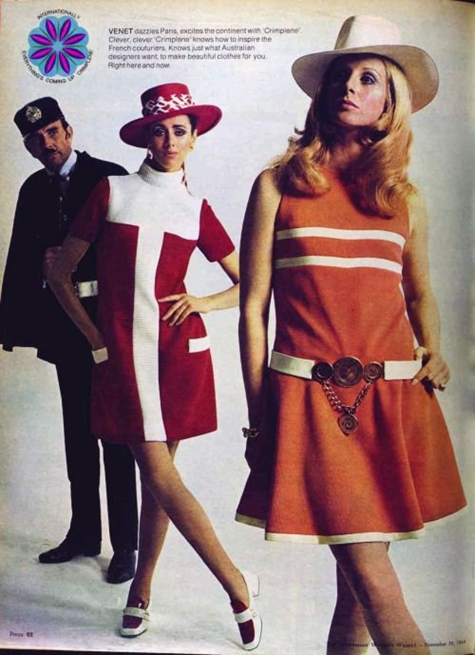 60s Red Dres, Mod Dress, Red Mini Dress, White Collar Dress, 60s Shift ...