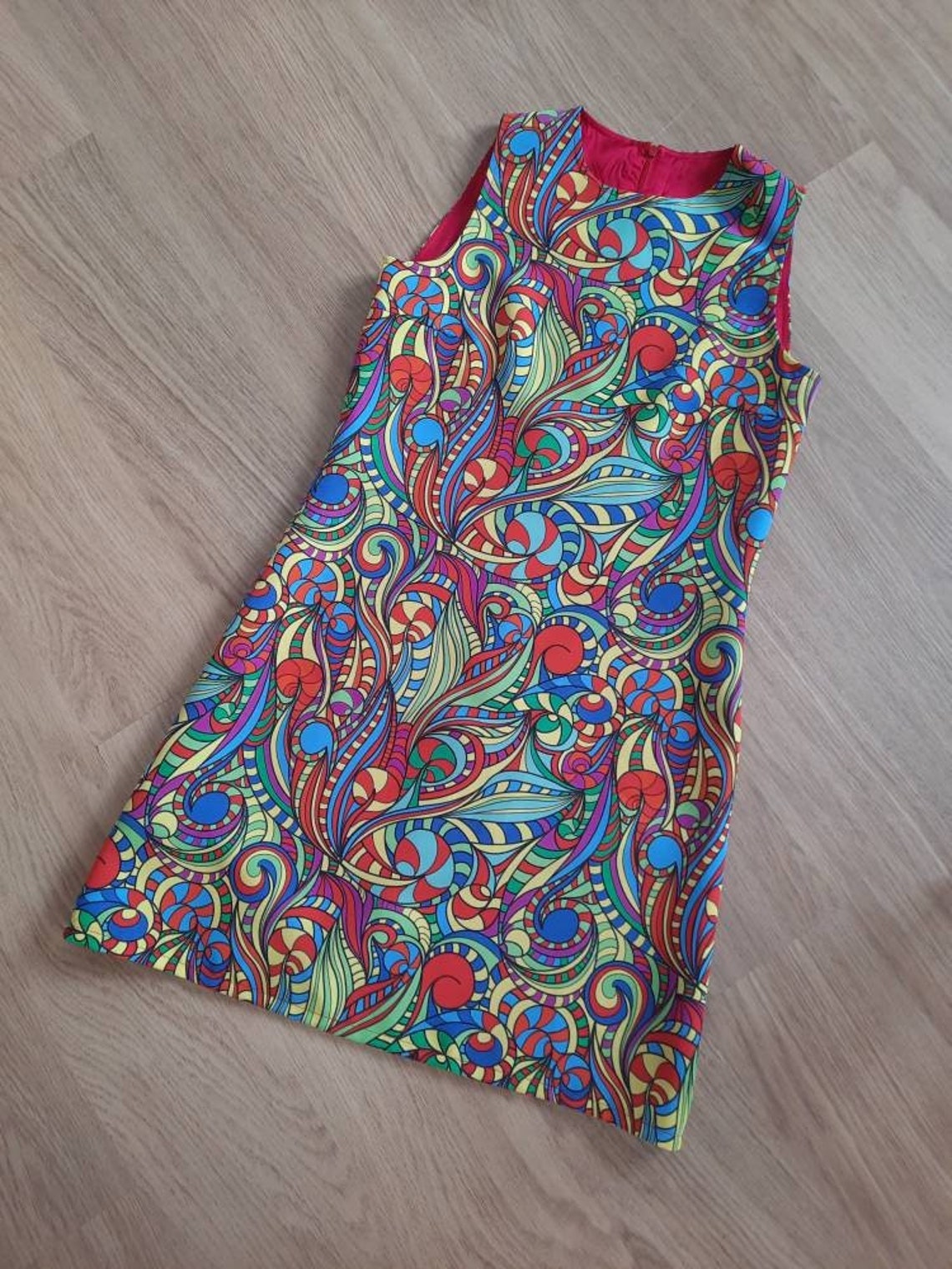 Mod Patterned Dress 60s Mini Dress Geometric Dress 1970s - Etsy