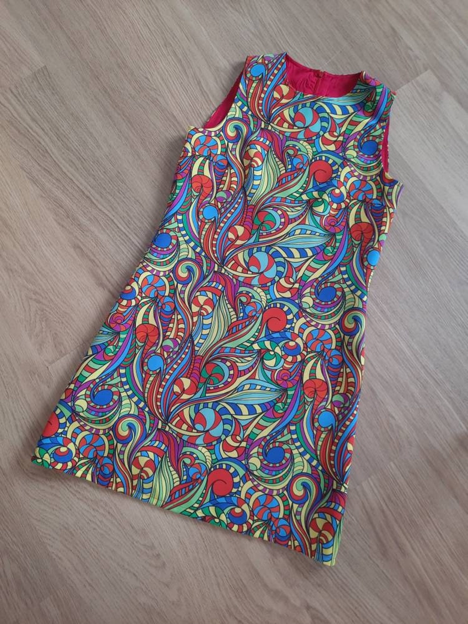 Mod Patterned Dress 60s Mini Dress Geometric Dress 1970s - Etsy