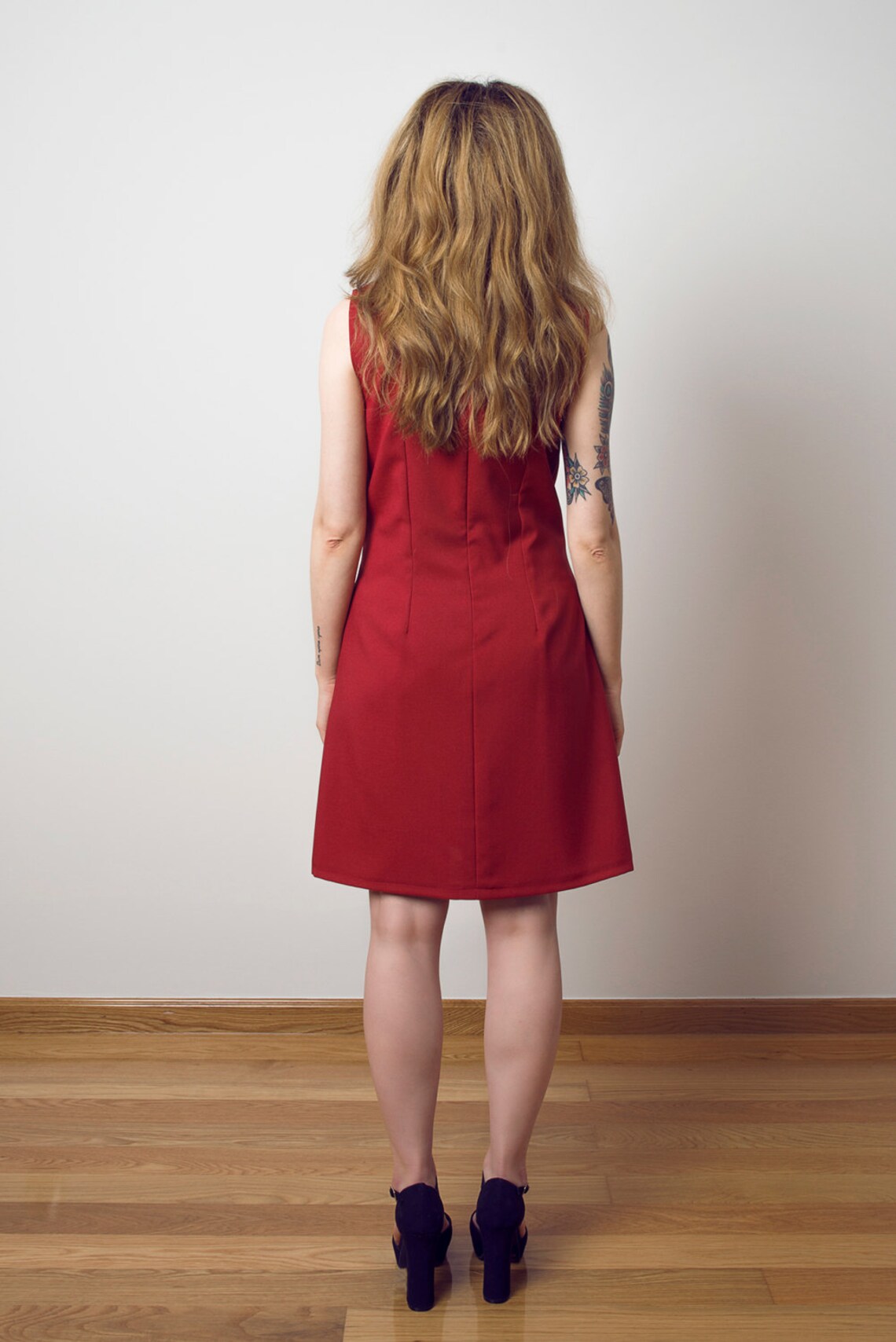 Secretary Dress Red White Blue Scarf Collar Dress Mod 60s 70s | Etsy