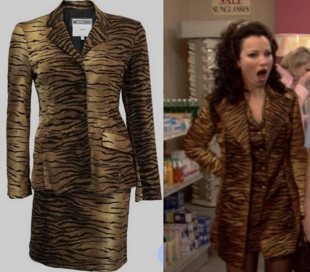 Vintage MOSCHINO JEANS 90s Animal Print Jacket and Skirt, Moschino 90s ...
