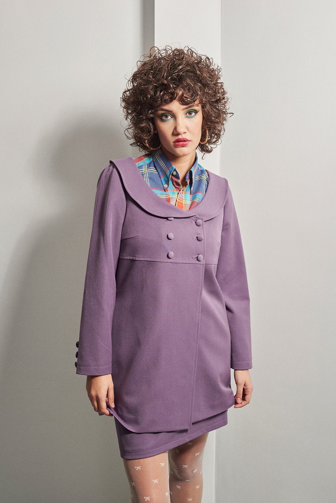 Purple 60s Jacket, Mod Suedehead Suit Jacket, Button Down Jacket ...