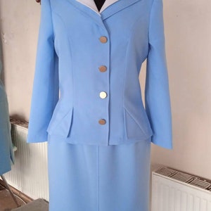 Pan Am Inspired Suit, Stewardess Skirt and Jacket Set, Blue Mod Set ...