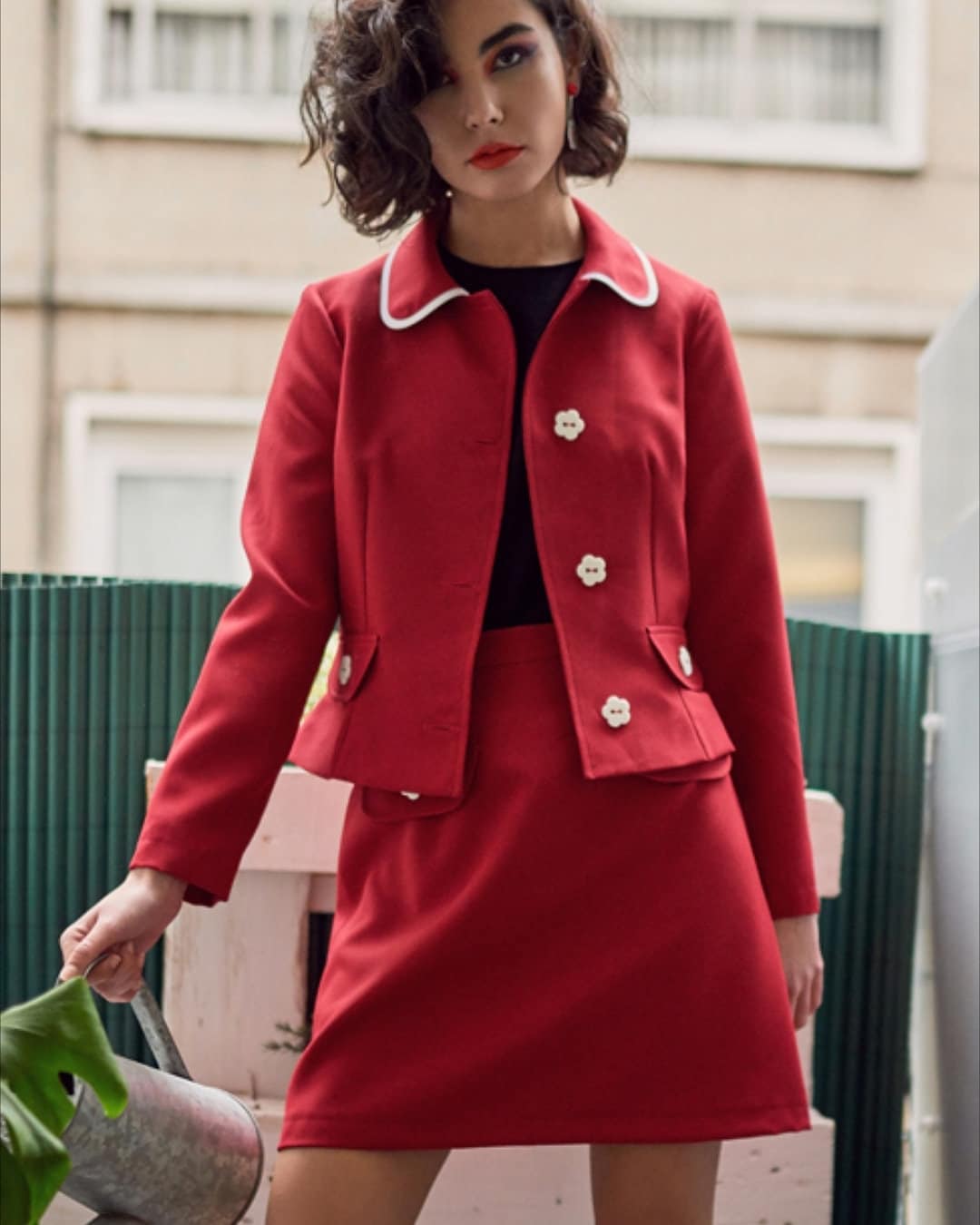 60s Red Mod Skirt and Jacket Set, Yellow Mod Set, Black Mod 60s Red Mod Skirt and Jacket Set, Yellow Mod Set, Black Mod