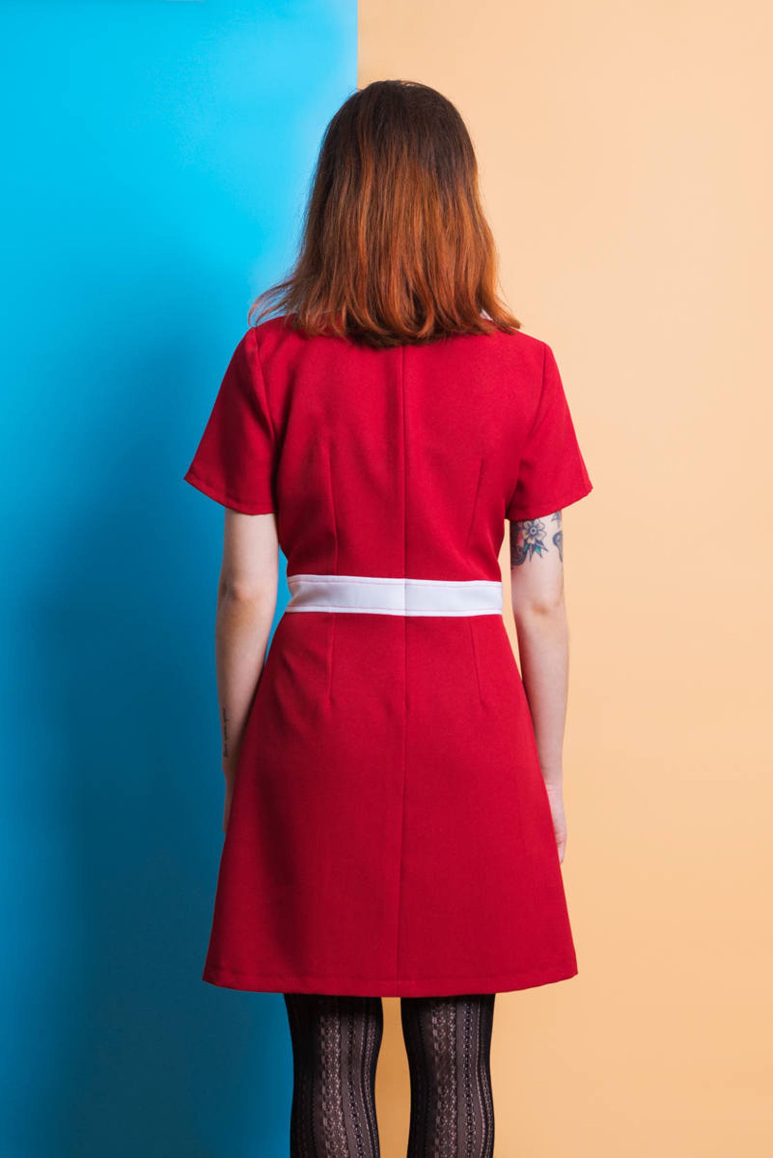 60s Red Dress Mod Red Dress 60s Dress Scooter Dress Collar | Etsy