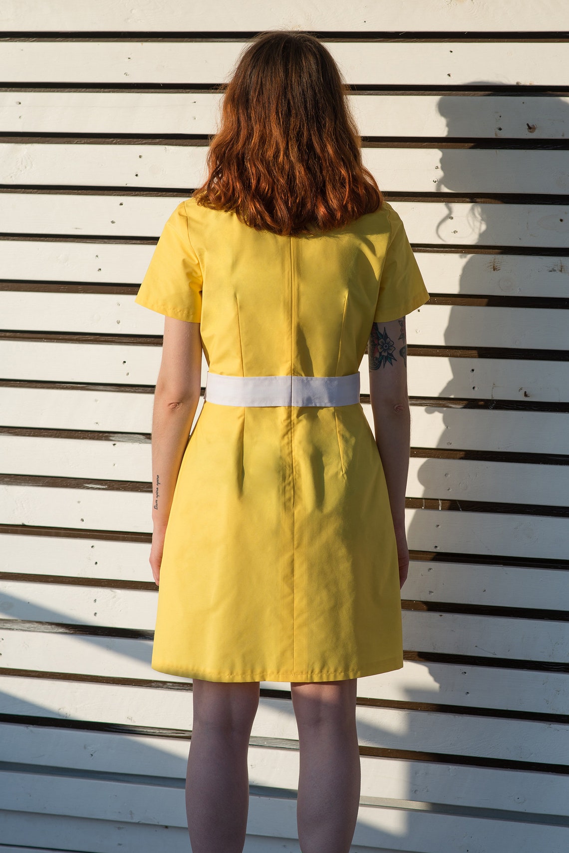 Yellow Mod Dress Peter Pan Collar Dress Cotton Yellow Mod - Etsy