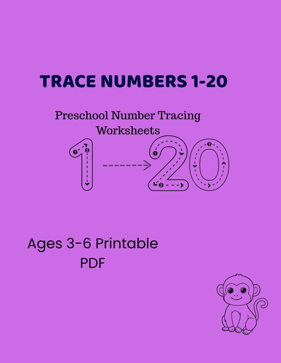 Trace Numbers 1-20|preschool Number Tracing Worksheets |printable PDF ...