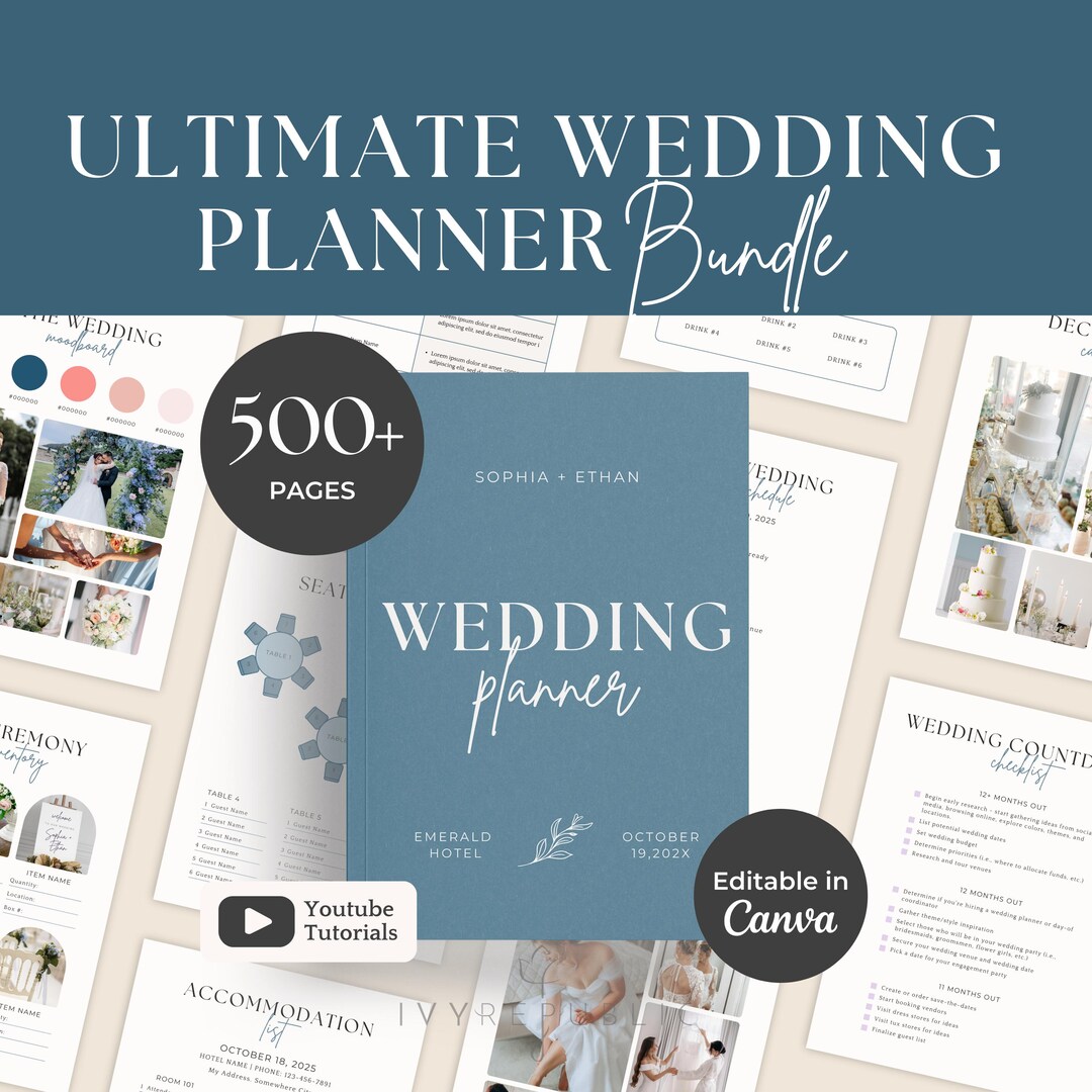 Stress-free 500+ Page Wedding Planner Bundle, Wedding Binder, Wedding ...