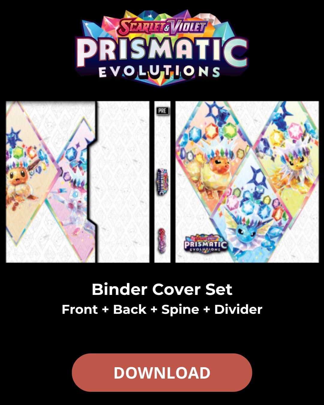 Pokémon TCG Prismatic Evolutions Binder Cover & Spine Labels | Digital ...