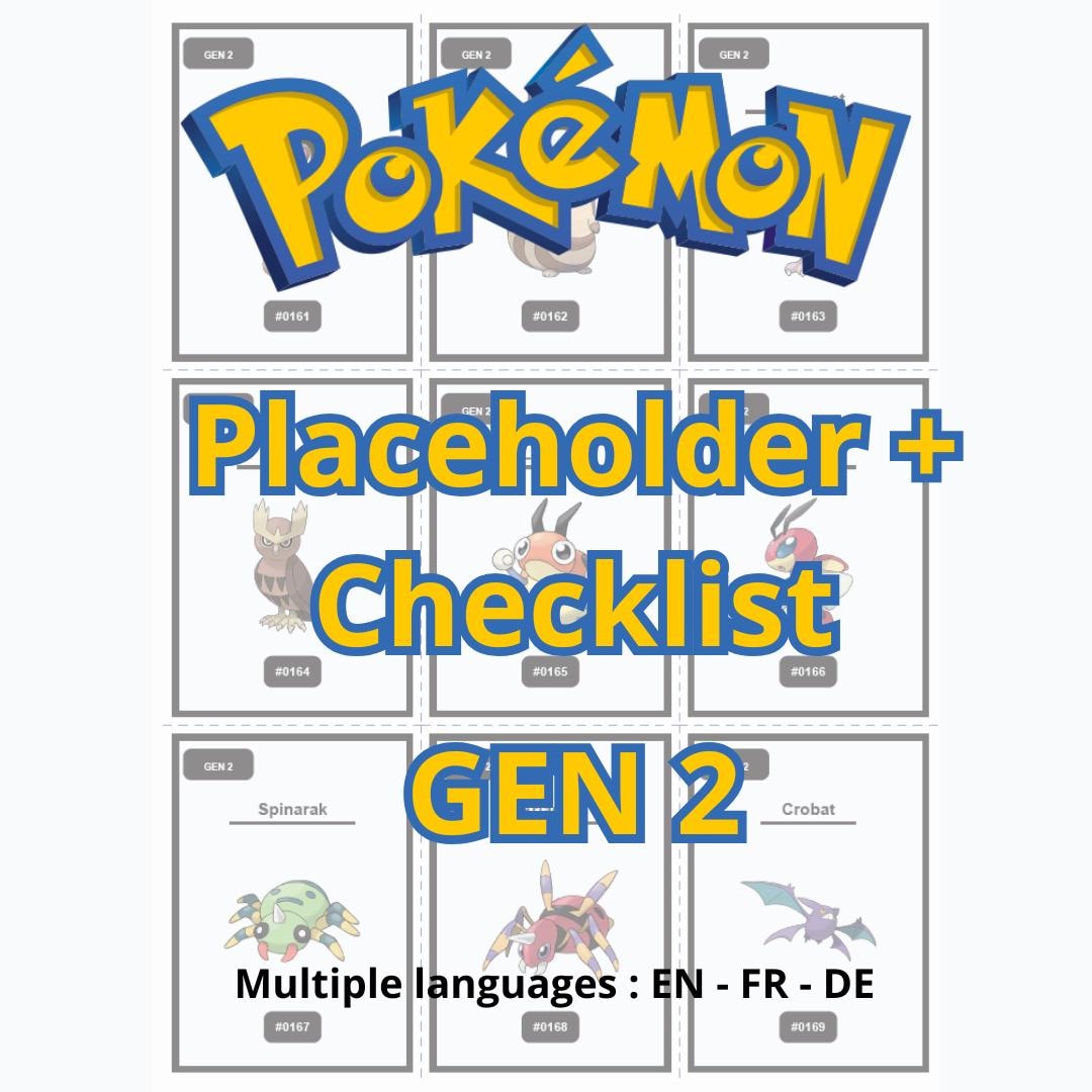 Multilingual Pokedex Gen 2 Pokemon Binder Placeholder + Checklist – 152 ...