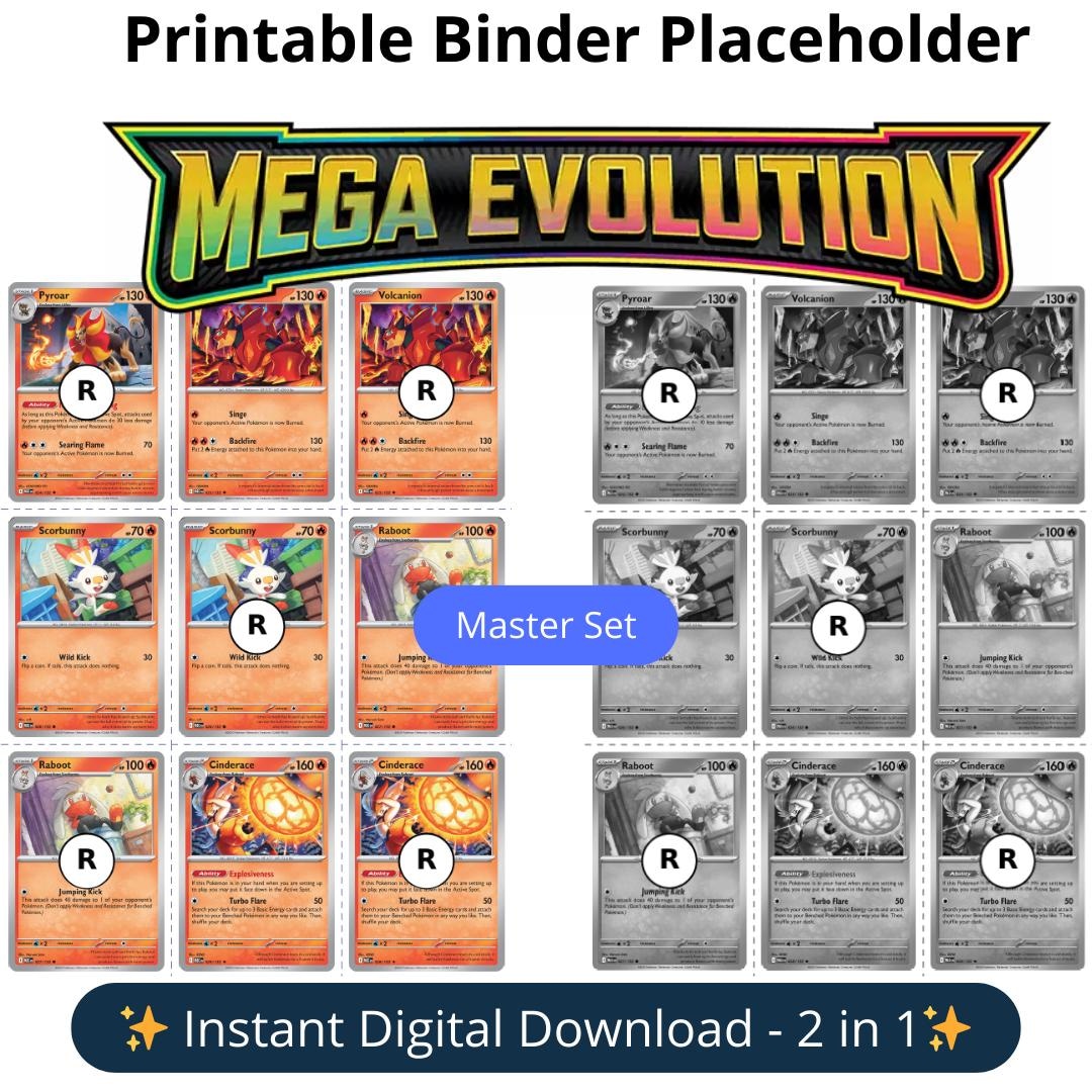 Pokémon Mega Evolution Binder Placeholders Printable PDF | Master Set ...