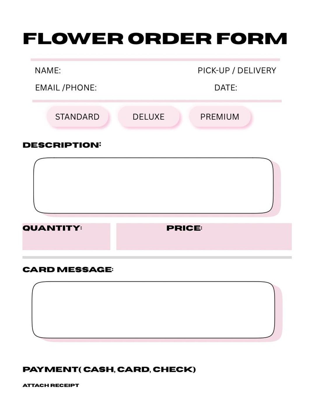 Floral Order Form – Printable PDF for Florists & Event Planners - Etsy
