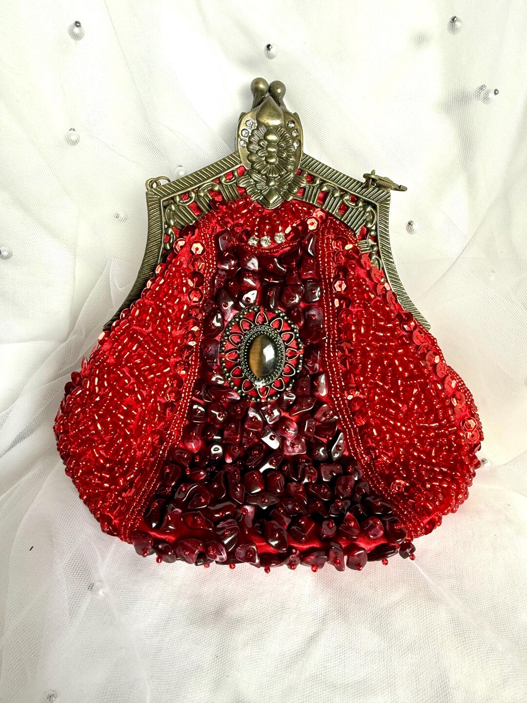 Ornate Red Beaded Evening Purse – Vintage-inspired Glamour - Etsy