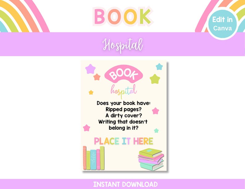 Book Hospital Sign - Etsy