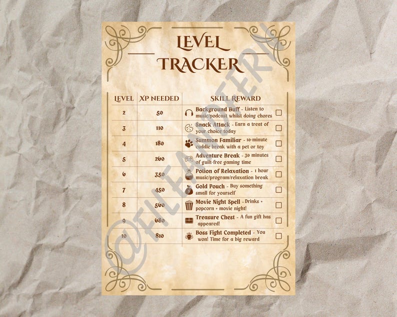 Dnd Adventure Chore Chart Printable | Gamified Household Cleaning ...