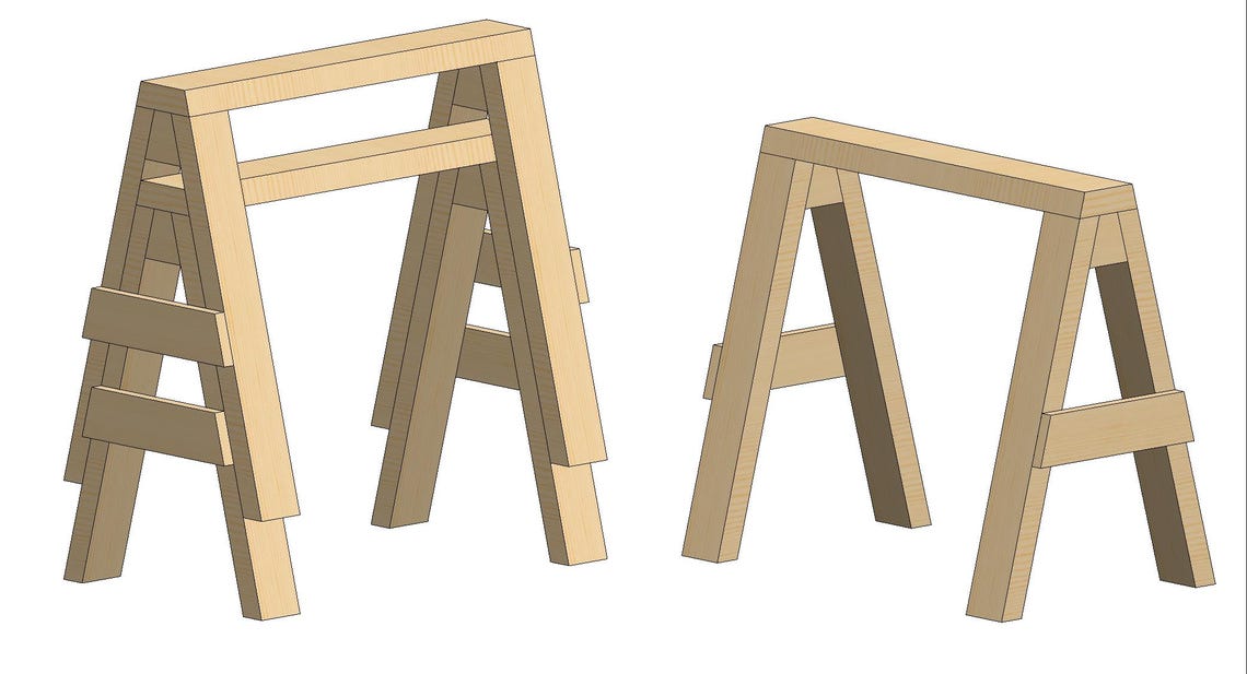Stackable Wooden Sawhorse Plans | PDF Download for DIY Woodworking ...
