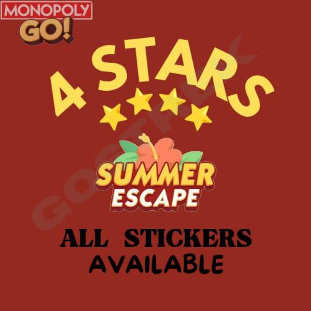 Summer Escape - Monopoly Go Sticker - 4 Stars - All Stickers Available ...