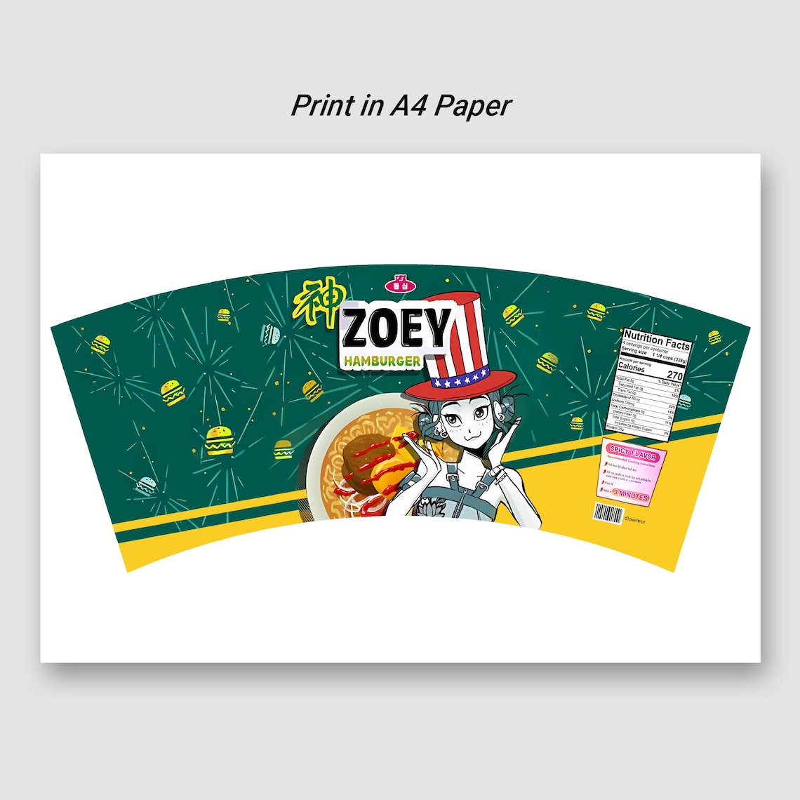 Zoey's Ramyeon, Cup Noodles Label, Kpop Demon Hunters, Printable ...