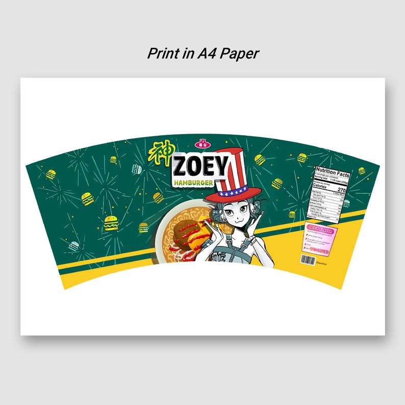Zoey's Ramyeon, Cup Noodles Label, Kpop Demon Hunters, Printable ...