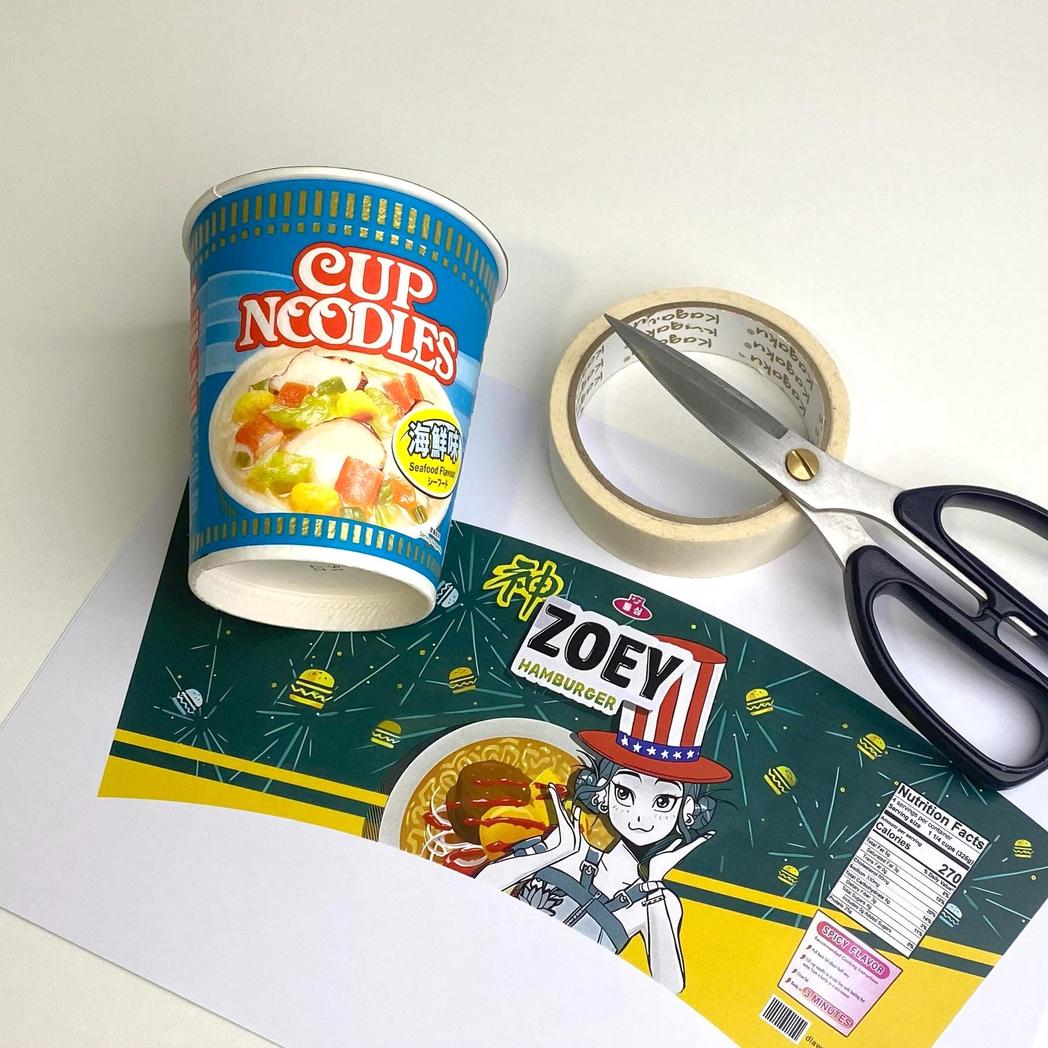 Zoey's Ramyeon, Cup Noodles Label, Kpop Demon Hunters, Printable ...