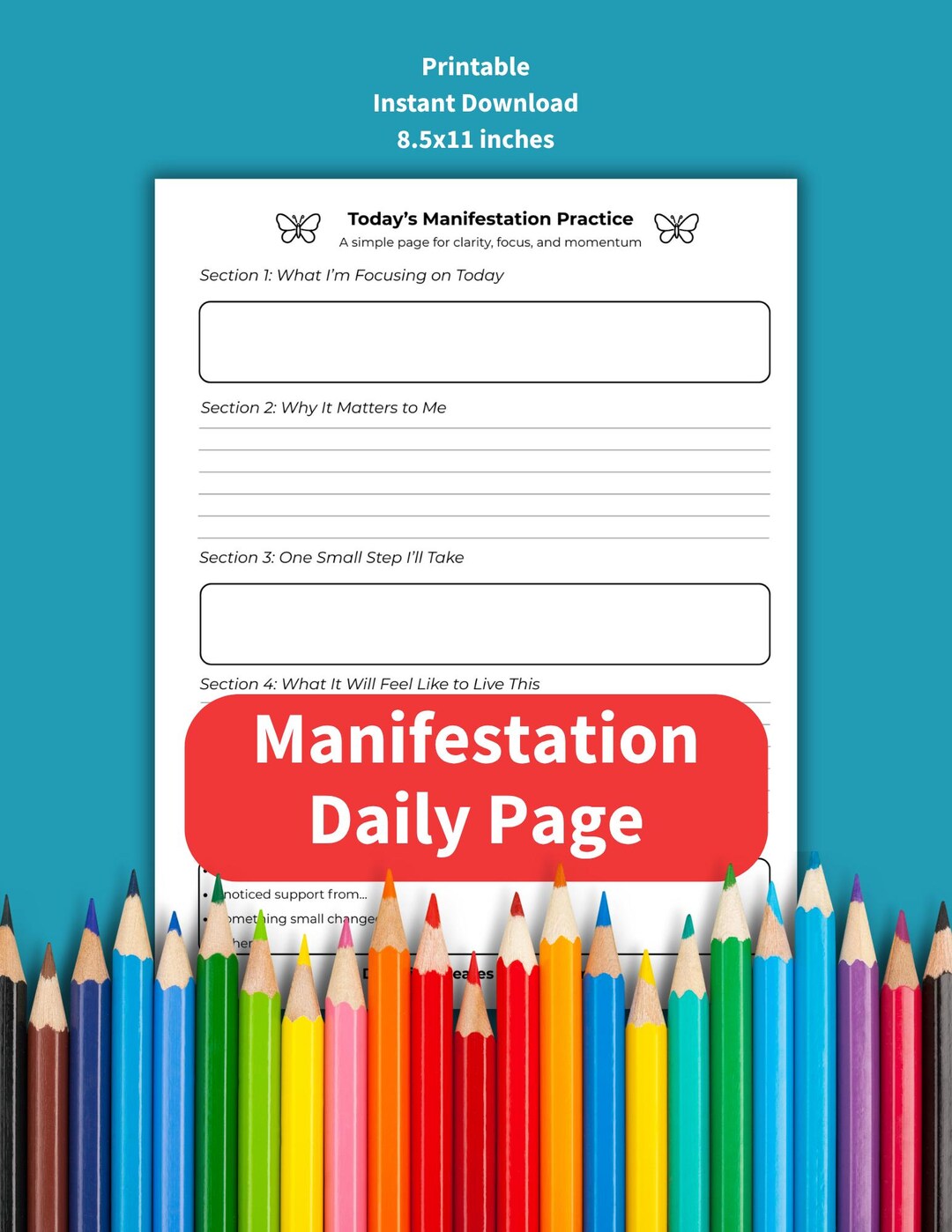 Manifestation Journal Printable | Daily Manifesting Worksheet | Self ...