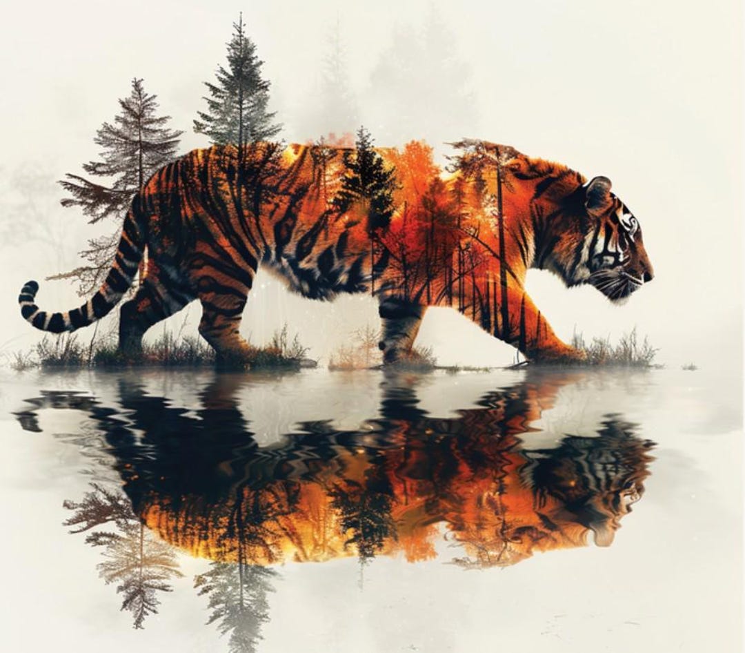 20oz Tiger Double Exposure Tumbler Wrap - Etsy