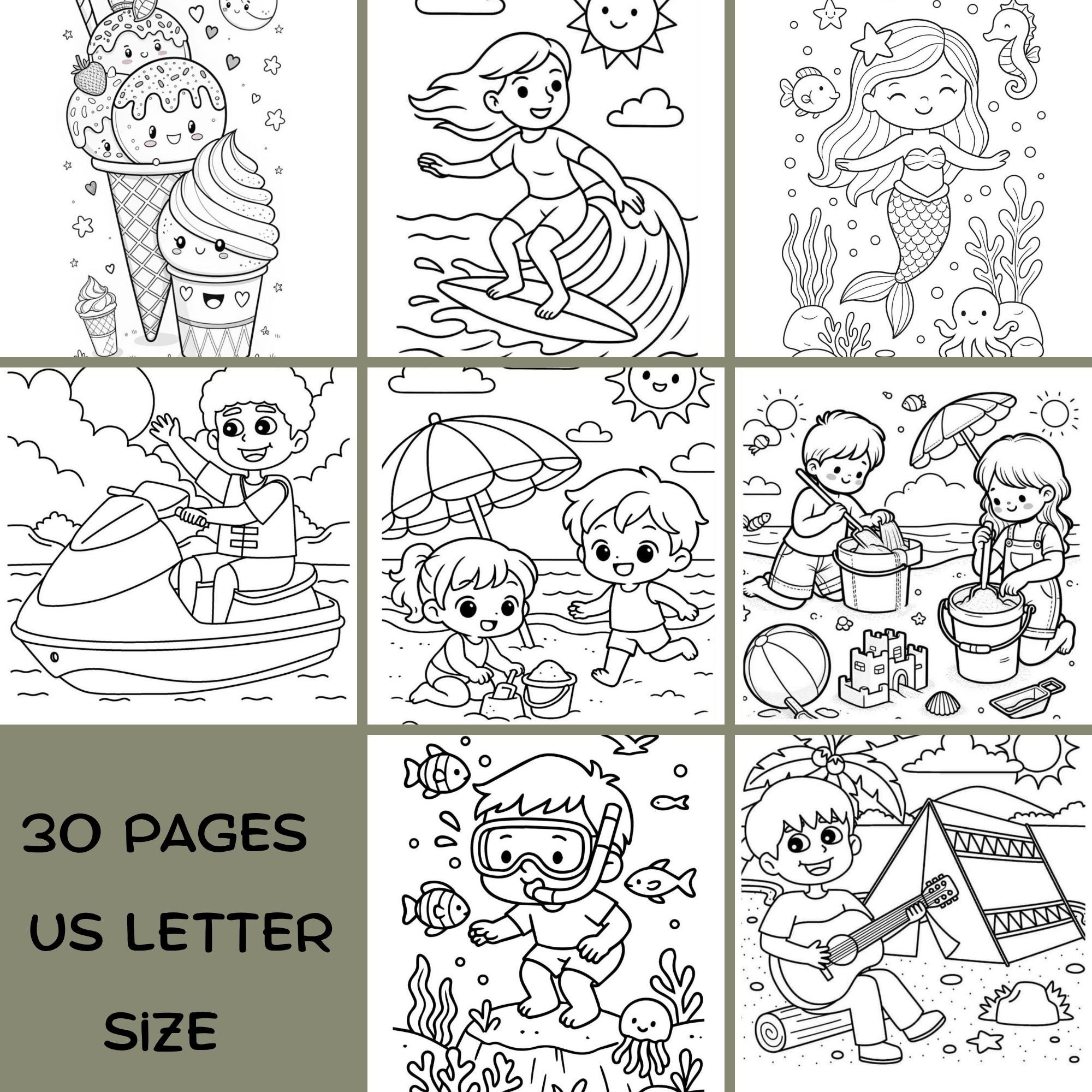 Coloring Book: Beach Adventures /summer Fun Activity Pages (PDF ...