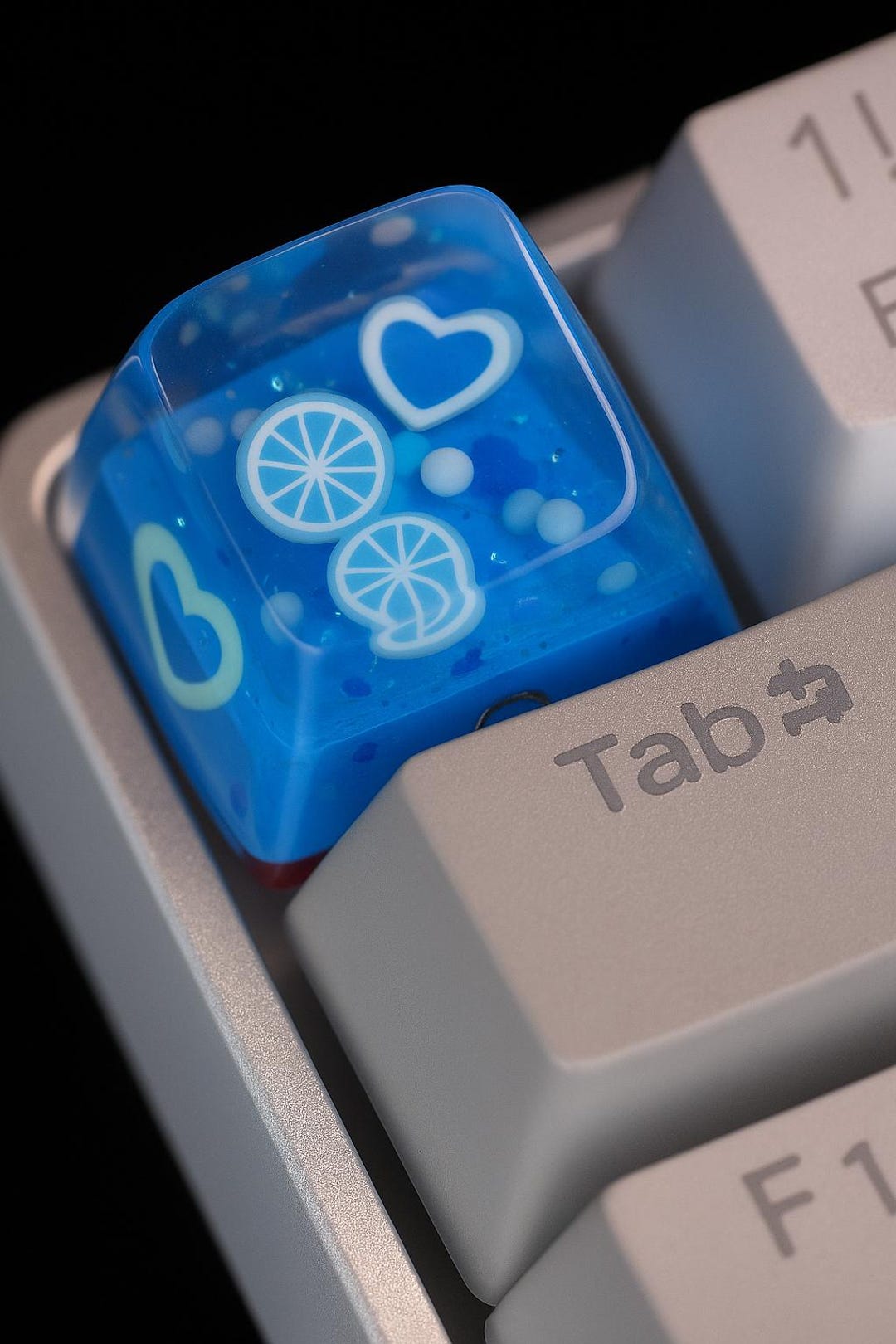 Artisan Keycaps – Cute Blue Resin Keycaps With Lemon Slices & Hearts ...