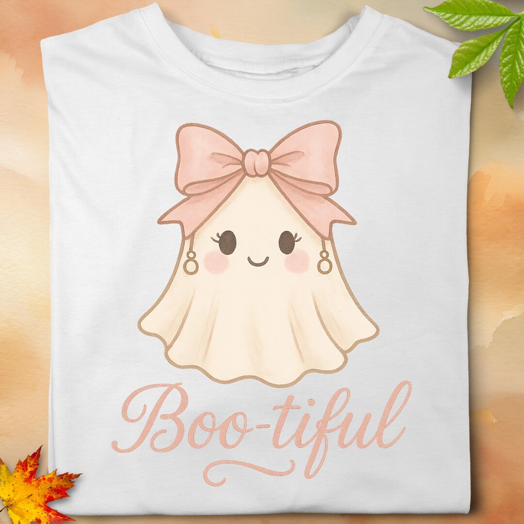 Boo-tiful Ghost PNG - Cute Bow Ghost Sublimation Design - 300 DPI ...
