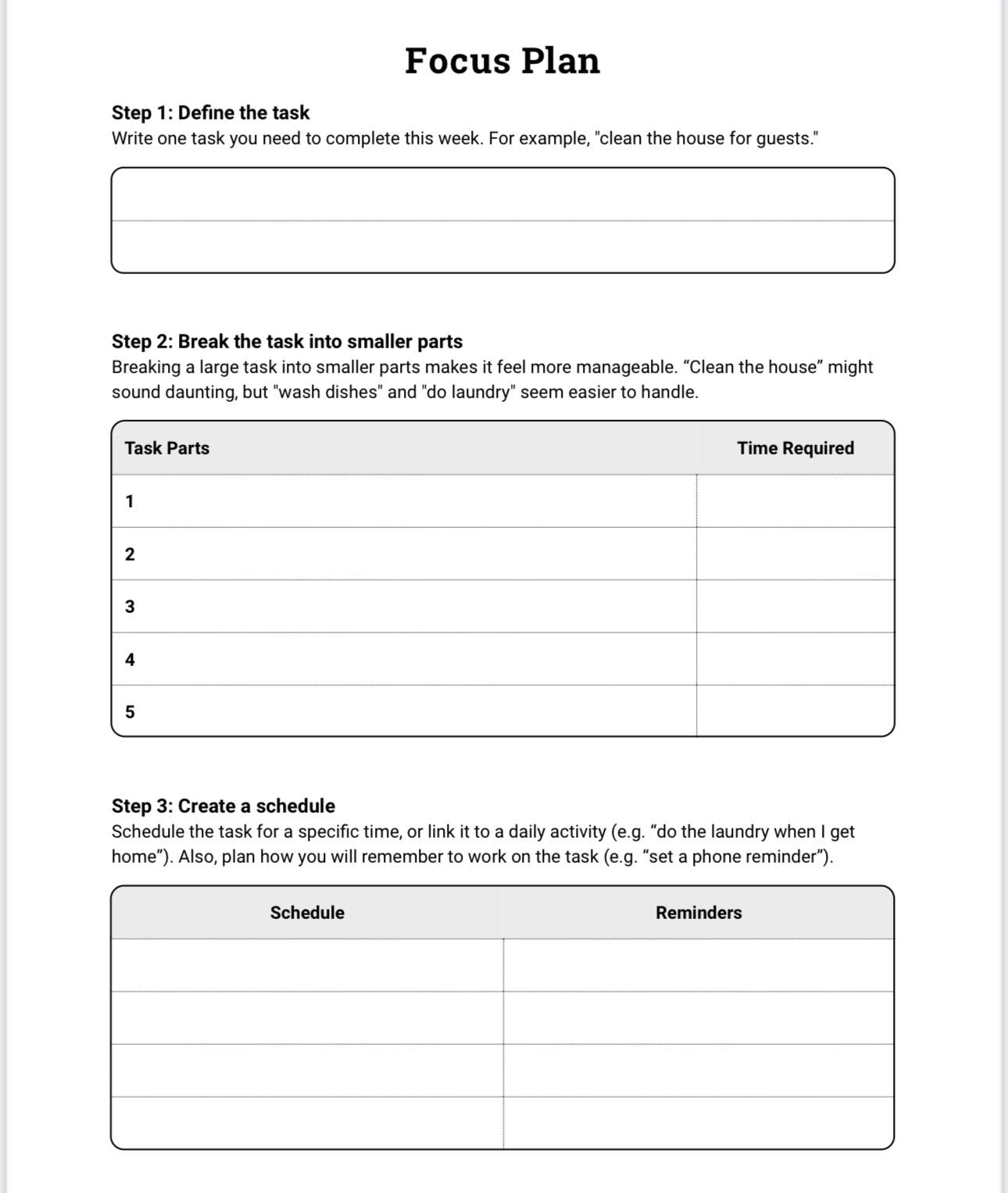 ADHD Focus Plan - Etsy